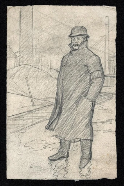 FRANK LEWIS EMANUEL (1865-1948) Pencil Drawing GENTLEMAN ON DUTY WW1 ...