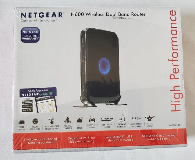 NETGEAR WI-FI ROUTER Wireless N600 Dual Band Router WNDR3400 300+300 ...