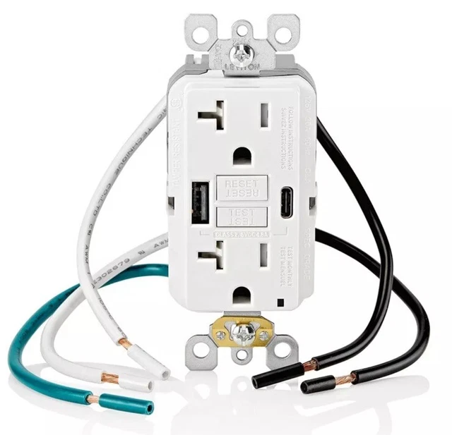 GUAC2-W 20A SMARTLOCKPRO Self-Test GFCI Combination with Type A & Type ...