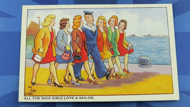 SAUCY REG CARTER Comic Postcard 1930s Royal Navy ALL THE NICE GIRLS ...