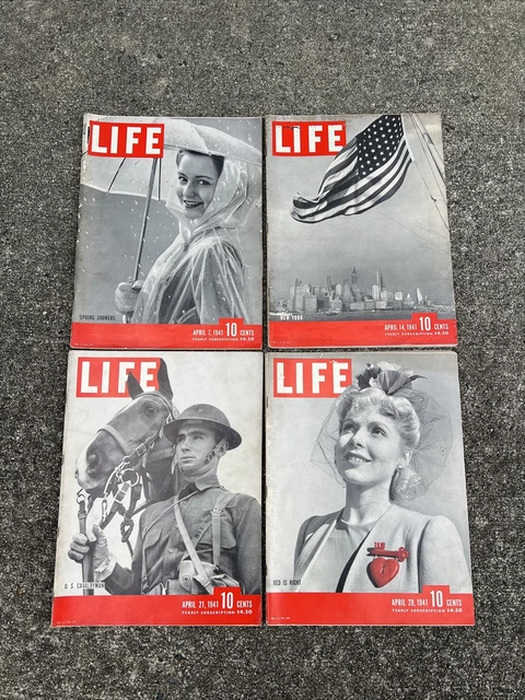LIFE MAGAZINE 1941 Full Month April Lot Complete 7 14 21 28 Ww2 Ww Ii ...
