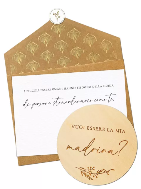 JOLI COON VUOI essere la mia madrina carta di legno con busta ... JOLI COON VUOI essere la mia madrina carta di legno con busta ...