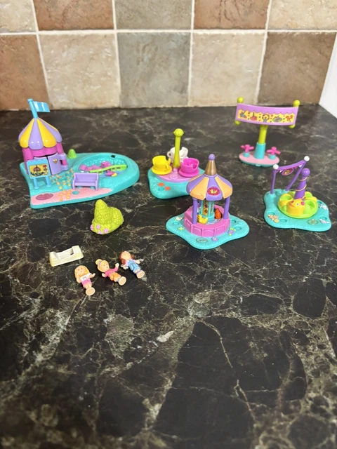 POLLY POCKET FUN Fair Rides'n Surprises Spinner Tea Cups Duck Chase ...