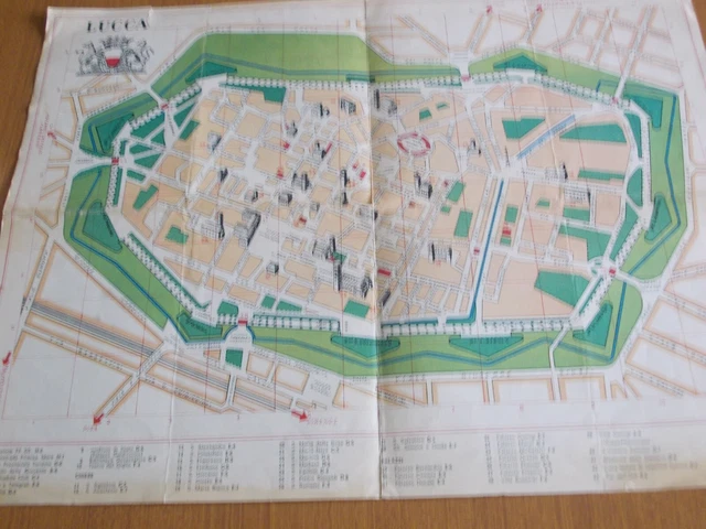ANTIQUE LUCCA MAP - Topographic Map + City Guide With Xx Tables £13.71 ...