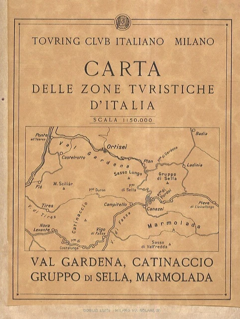 CARTA DELLE ZONE turistiche d'Italia: Val Gardena, Catinaccio, Gruppo ... CARTA DELLE ZONE turistiche d'Italia: Val Gardena, Catinaccio, Gruppo ...