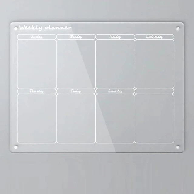 MAGNETIC ACRYLIC WEEKLY Dry Erase Board for Fridge Clear Acrylic ...