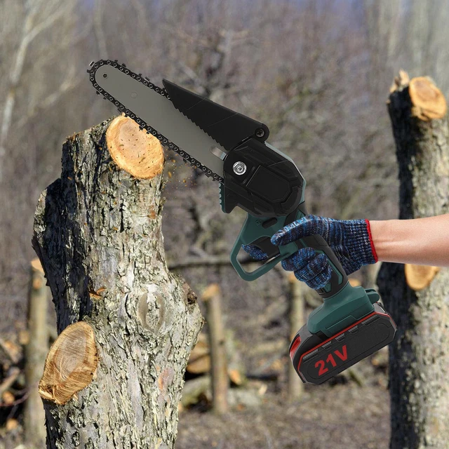 6& ELECTRIC CHAINSAW Mini Cordless 2x Battery-Powered Wood Cutter ...