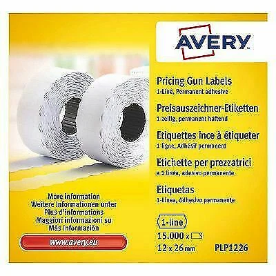 AVERY PEELABLE PRICING Gun Labels 1 Line White 12 x 26 mm 10 Rolls per ...