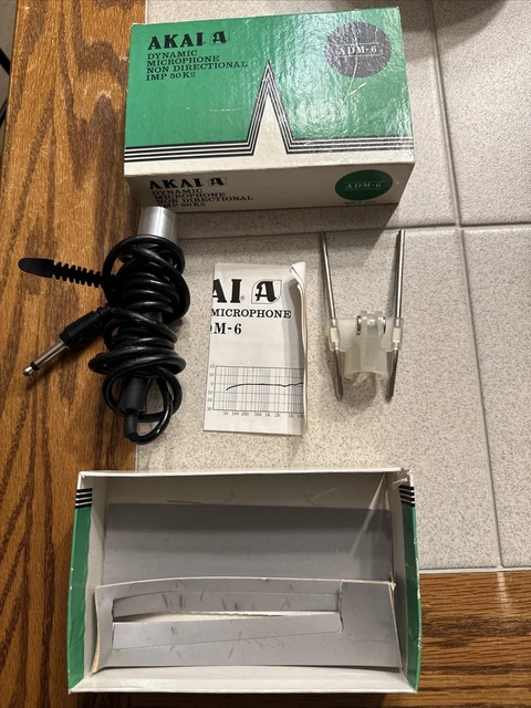 AKAI DYNAMIC MICROPHONE Non Directional IMP 50K ADM-6 Orig Box Music ...