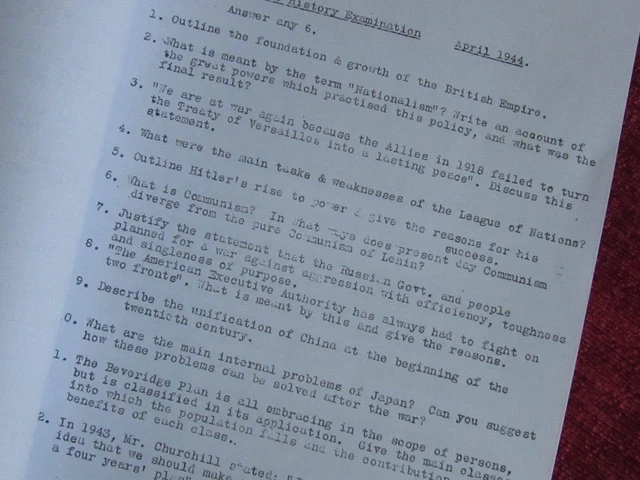 WW2 RAF EXAM PAPERS April 1944 Maths English Geography History rf-15 £4 ...