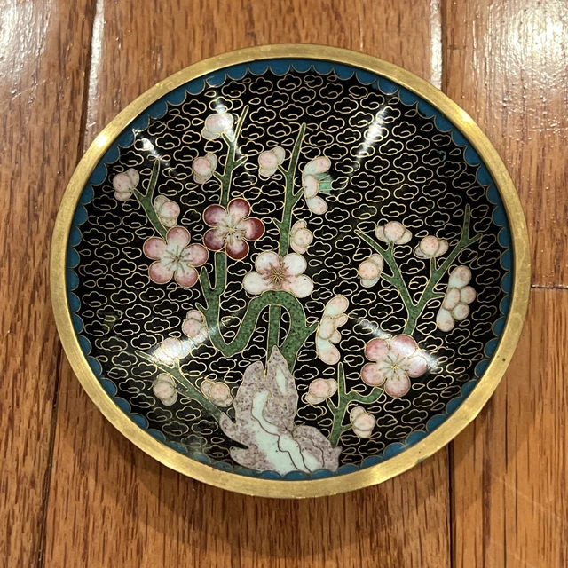 ANTIQUE CLOISONNÉ ENAMEL Chinese Floral Trinket Dish 3 5/8" £20.58 ...