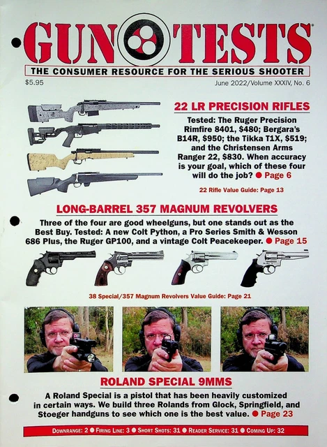 GUN TESTS MAGAZINE 22 LR Precision Rifles & 357 Magnum June 2022 ...