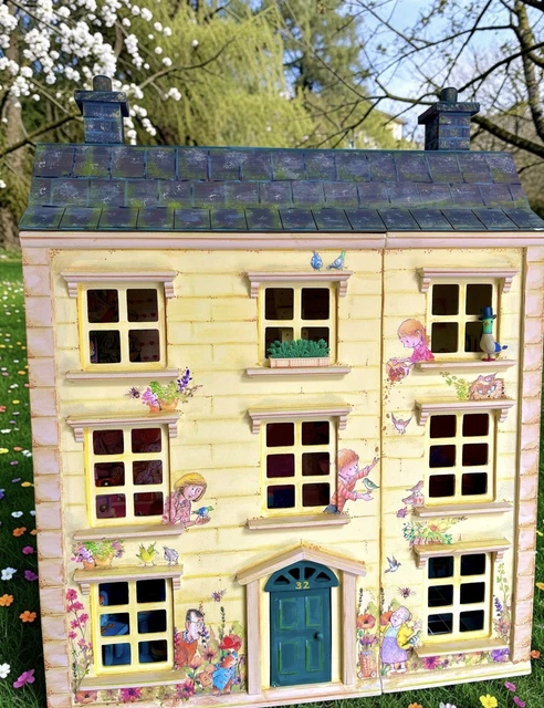 WOODEN DOLL'S HOUSE 1.16th scale Furnished Paddington Bear inspired OAK ...