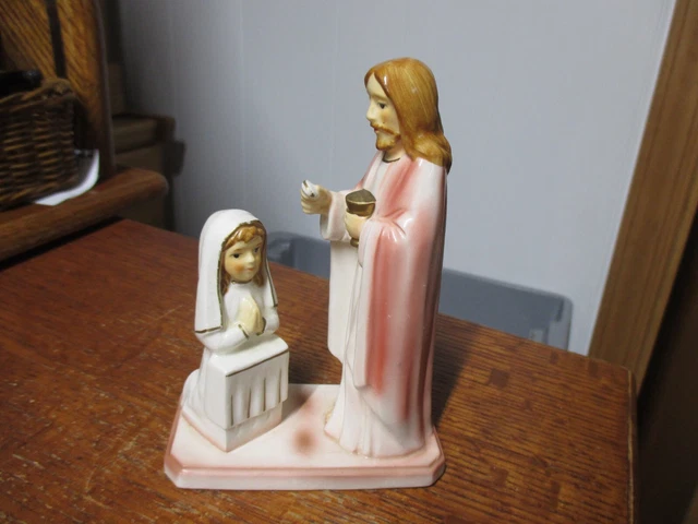 VINTAGE JESUS CHRIST Holy Figurine Statue 1950s 1960s Communion Girl ...