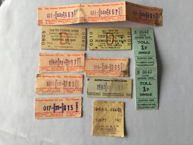 VINTAGE TICKETS - Bus, Omnibus, Clifton Suspension Bridge, Train etc £4 ...