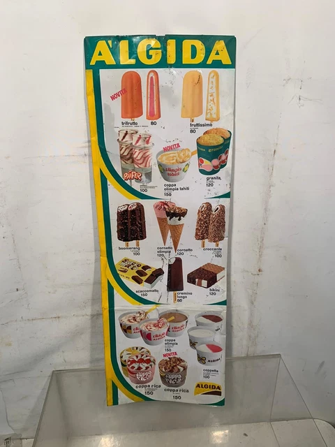 TABELLA INSEGNA LISTINO prezzi GELATI ALGIDA EUR 180,00 - PicClick IT