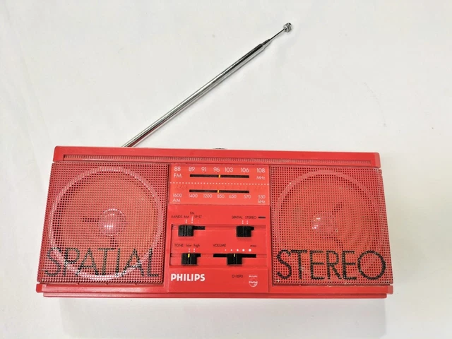 SCARCE VINTAGE RADIO Philips Spatial Stereo D-1690 Red Philips D1690 ...