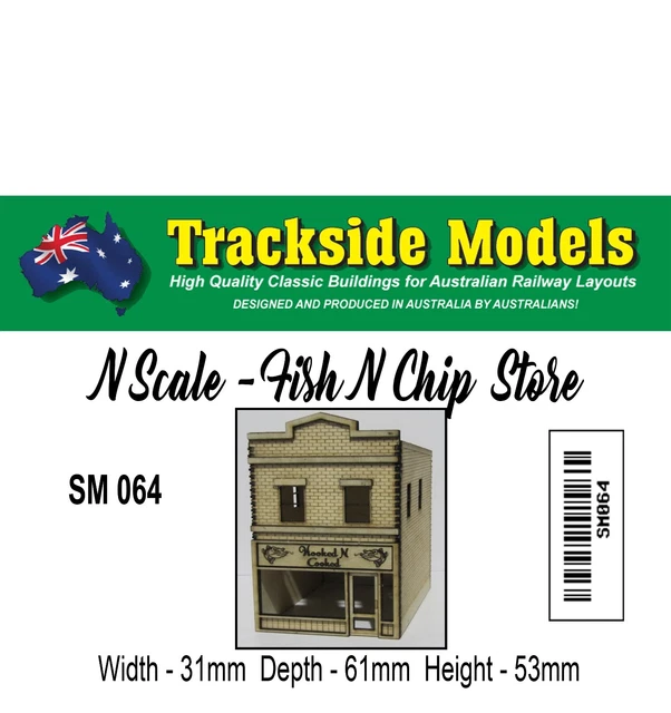 TRACKSIDE MODELS - N Scale - Laser Cut "Fish N Chip Store"- SM064 $21. ...