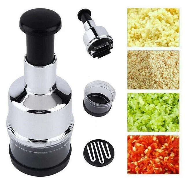 UK MANUAL HAND Press Onion Garlic Vegetable Food Chopper Cutter ...