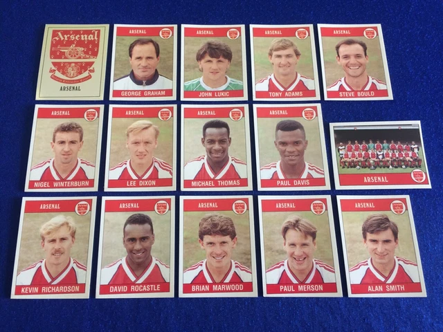 RARE FIGURINE PANINI unused Football 90 Stickers Arsenal Complete team ...