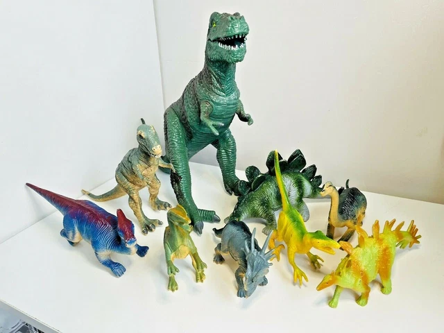 VINTAGE DINOSAUR ACTION Figure Bundle 1980/90's Toys T-Rex Stegosaurus ...