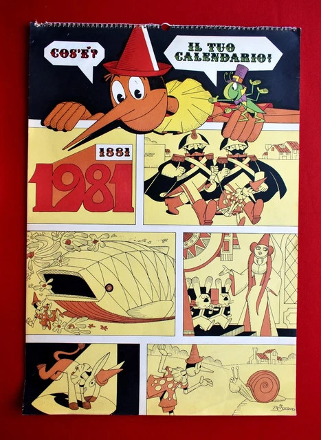 RARO CALENDARIO DI PINOCCHIO CON DISEGNI DI BOTTARO Edizioni CENISIO ...