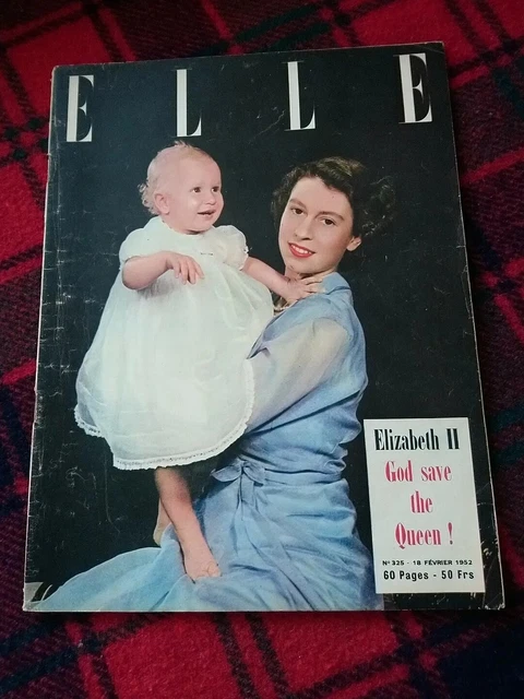 VINTAGE ELLE MAGAZINE 1950s French Queen Elizabeth II February 1952 EUR ...