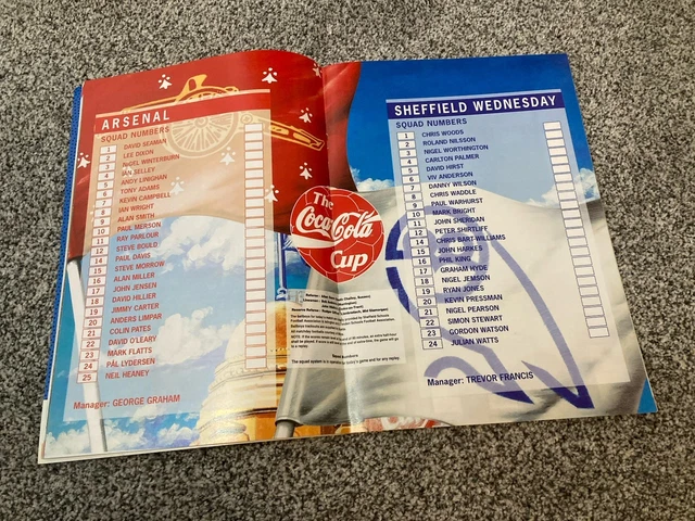 ARSENAL V SHEFF Wed 1993 League Cup Final Programme. £3.84 - PicClick UK