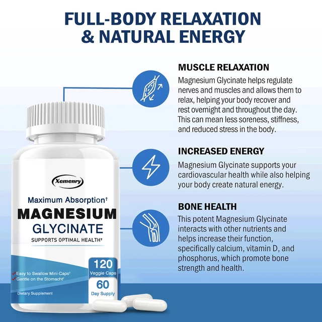 MAGNESIUM GLYCINATE - Improve Sleep and Support Heart, Bone, and Muscle Health £7.27 - PicClick UK