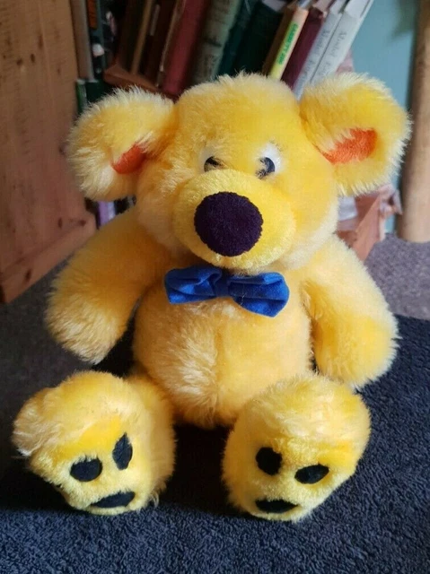 GROVE INTERNATIONAL YELLOW Mouse Teddy Bear Soft Plush Toy 14" Blue Bow ...