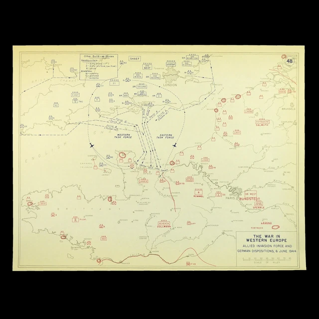 VINTAGE D DAY Battle Map Allied Invasion June 6 1944 Normandy WWII ...