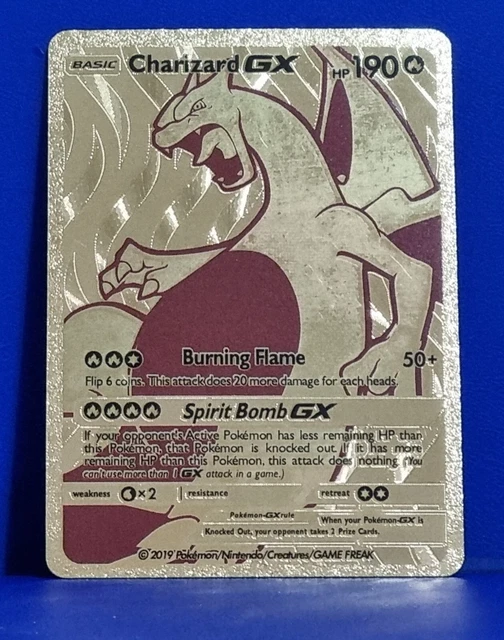 CARTA TARJETA POKEMON Ingles Charizard GX HP 190 Basic Color Oro Dorado ...
