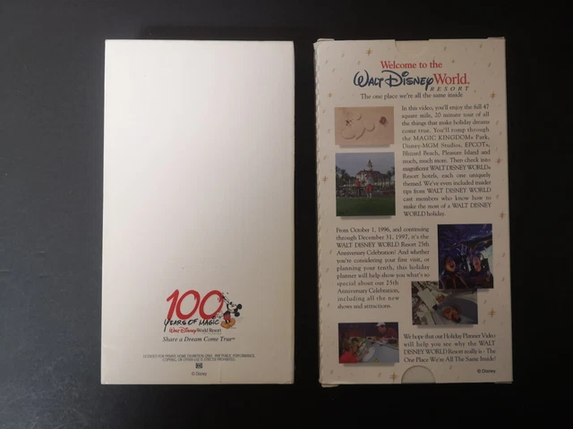 100 YEARS OF Magic Walt Disney World VHS Vacation Planner holiday ...