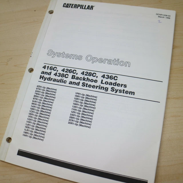 CATERPILLAR 416C 426C 428c 436c 438c Tractopelle Hydraulique Système Manuel EUR 32,36 - PicClick FR