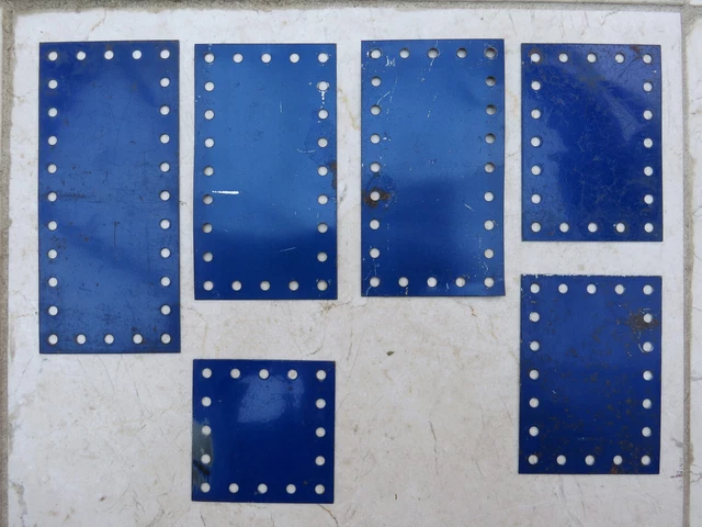 MECCANO PRE-WAR BLUE Gold Hatch Parts. Strip & Flexible Plates. Square ...