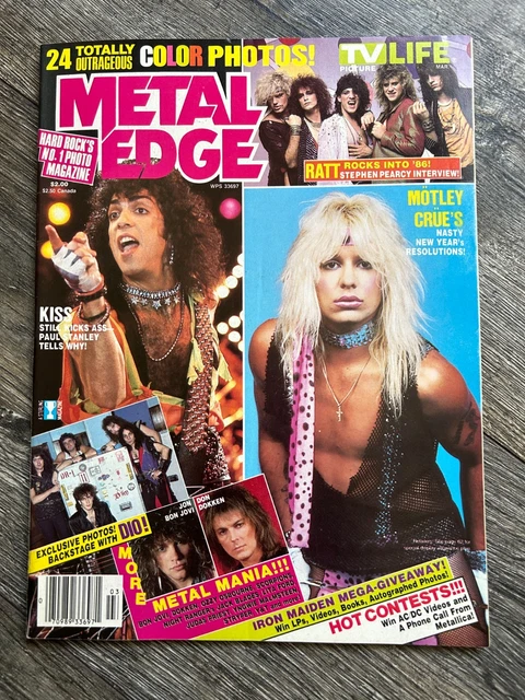 METAL EDGE MAGAZINE Mar 1986 Vintage Kiss Motley Crue Ratt Dokken Hair ...