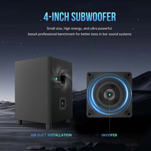 WIRELESS SOUND BAR Surround System with Subwoofer TV Home Speaker ...