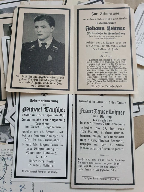 ORIGINAL GERMAN WW2 death Cards Lot X 3 Sterbebild Wk2 Konvolut £29.99 ...