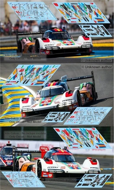 DECALS PORSCHE 963 Le Mans 2023 5 6 75 BLACK DECALS 32 1:43 24 1:18 ...