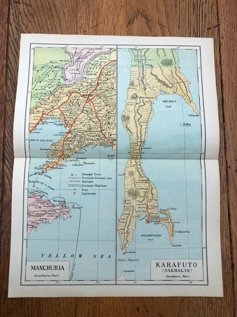 EARLY 1900S COLOUR map of manchuria & karafuto ! £28.00 - PicClick UK