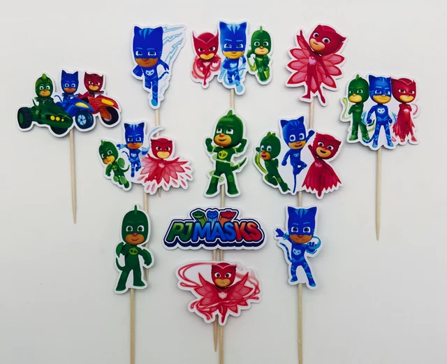 12 X PJ MASKS Cake toppers | PJ Masks Cupcake Toppers Birthday Party £8 ...