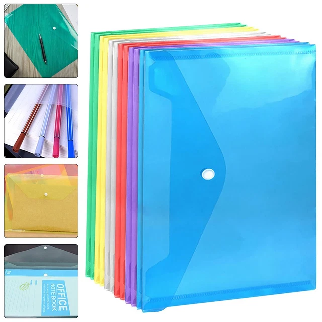 12 PCS CLEAR Document Holder Transparent File Organizer Plastic Folders ...