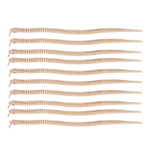 10 WOODEN JOINTED Snakes Model Crafts for Kids - Party Favors £13.48 ...