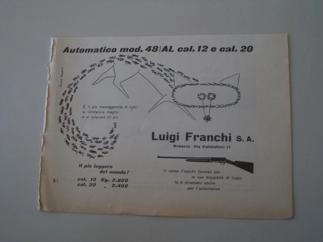 ADVERTISING PUBBLICITÀ 1954 FUCILE LUIGI FRANCHI AUTOMATICO MOD. 48/AL ...