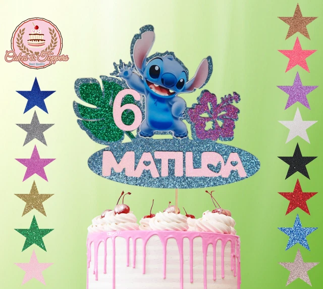 STITCH CAKE TOPPER custom personalised any name any age, glitter card £ ...