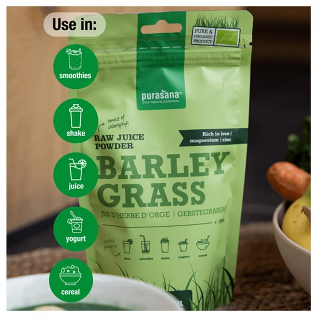 PURASANA ORGANIC BARLEY Grass Juice Powder 200g £30.51 - PicClick UK