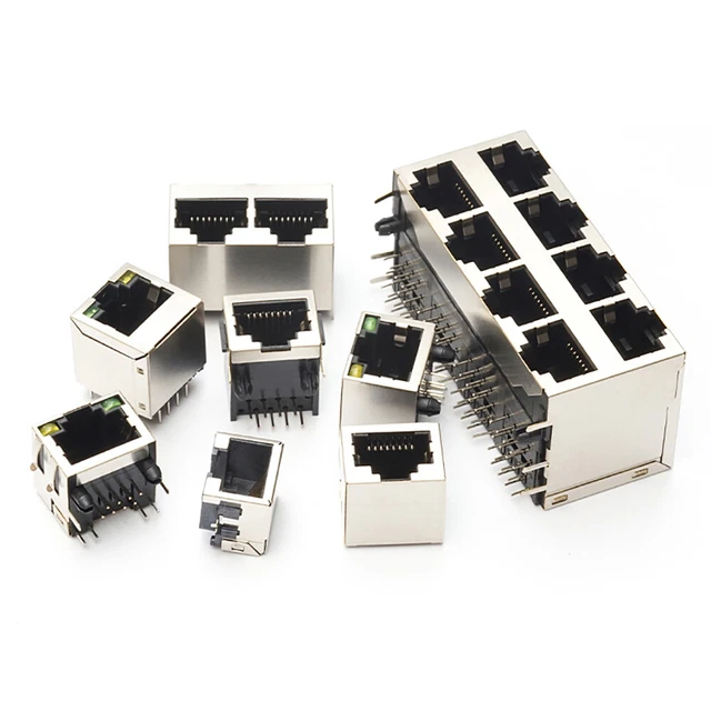 RJ45 ETHERNET CONNECTOR Socket 8P8C SMT PCB Mount Network Adapter Metal ...