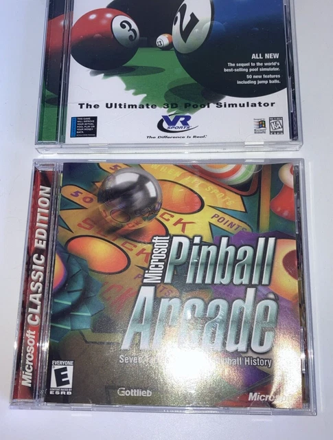 MICROSOFT PINBALL ARCADE (PC, 1998) Vintage Windows 95 98 Virtual Pool ...