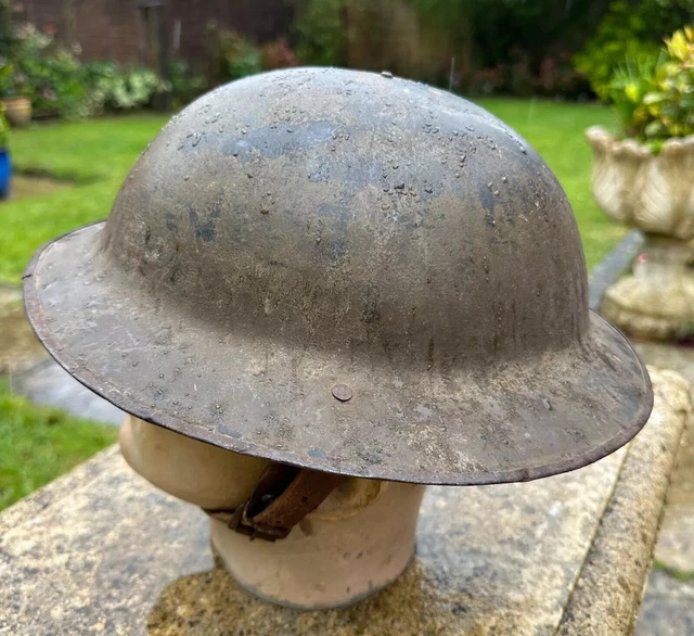 WW1 BRITISH ARMY Steel Combat Helmet Original Finish Liner & Strap ...