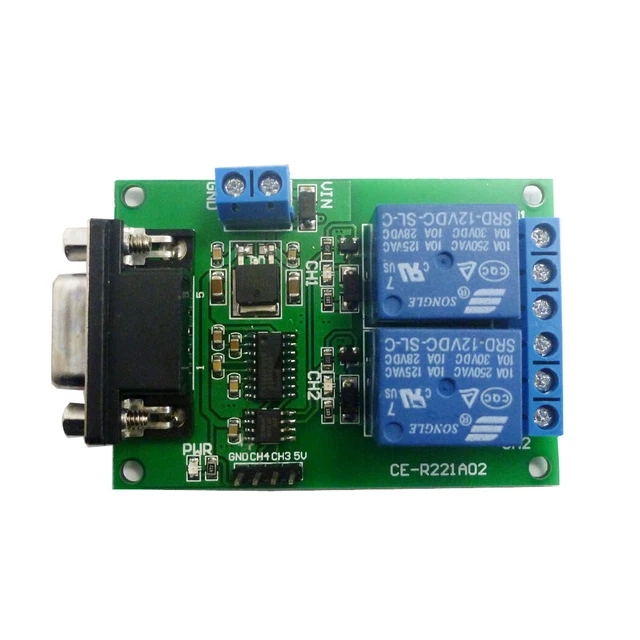 DB9 FEMALE/MALE RS232 UART Switch Board DC 12V COM Serial port Relay Module PLC EUR 9,55 ...